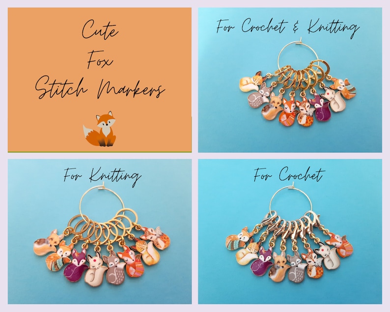 Stitch Markers Fox Characters for Crochet and Knitting Set - Etsy