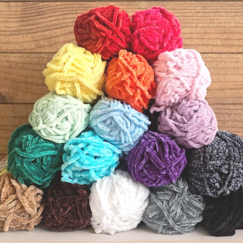 Chenille Velvet Yarn Blue - Etsy