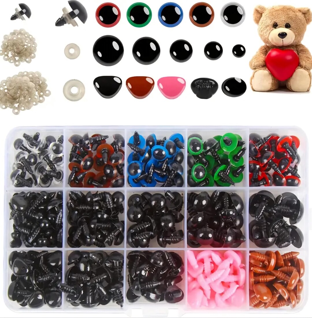 560pc Safety Eyes and Noses Set With Backs in Storage Case Multi Color ...