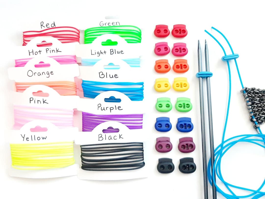 6ft Knitting Stitch Holder Silicone Cord & 2 Stoppers | Stitch Wire for ...