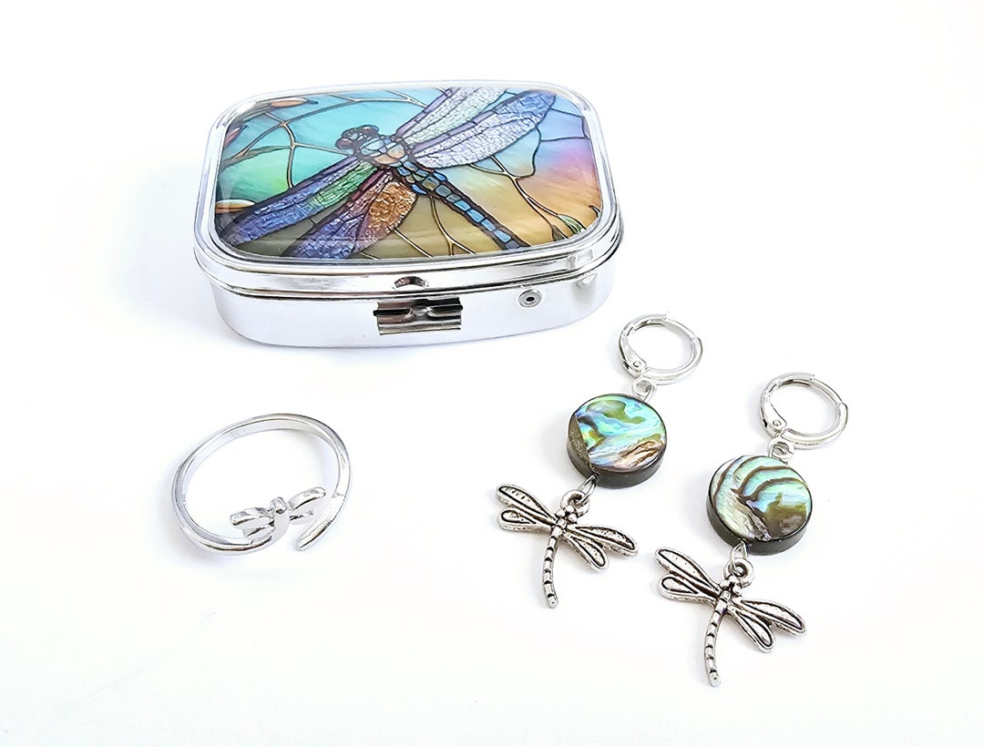 Mini Crochet Storage Case Dragonfly Yarn Tension Ring & Stitch Markers ...