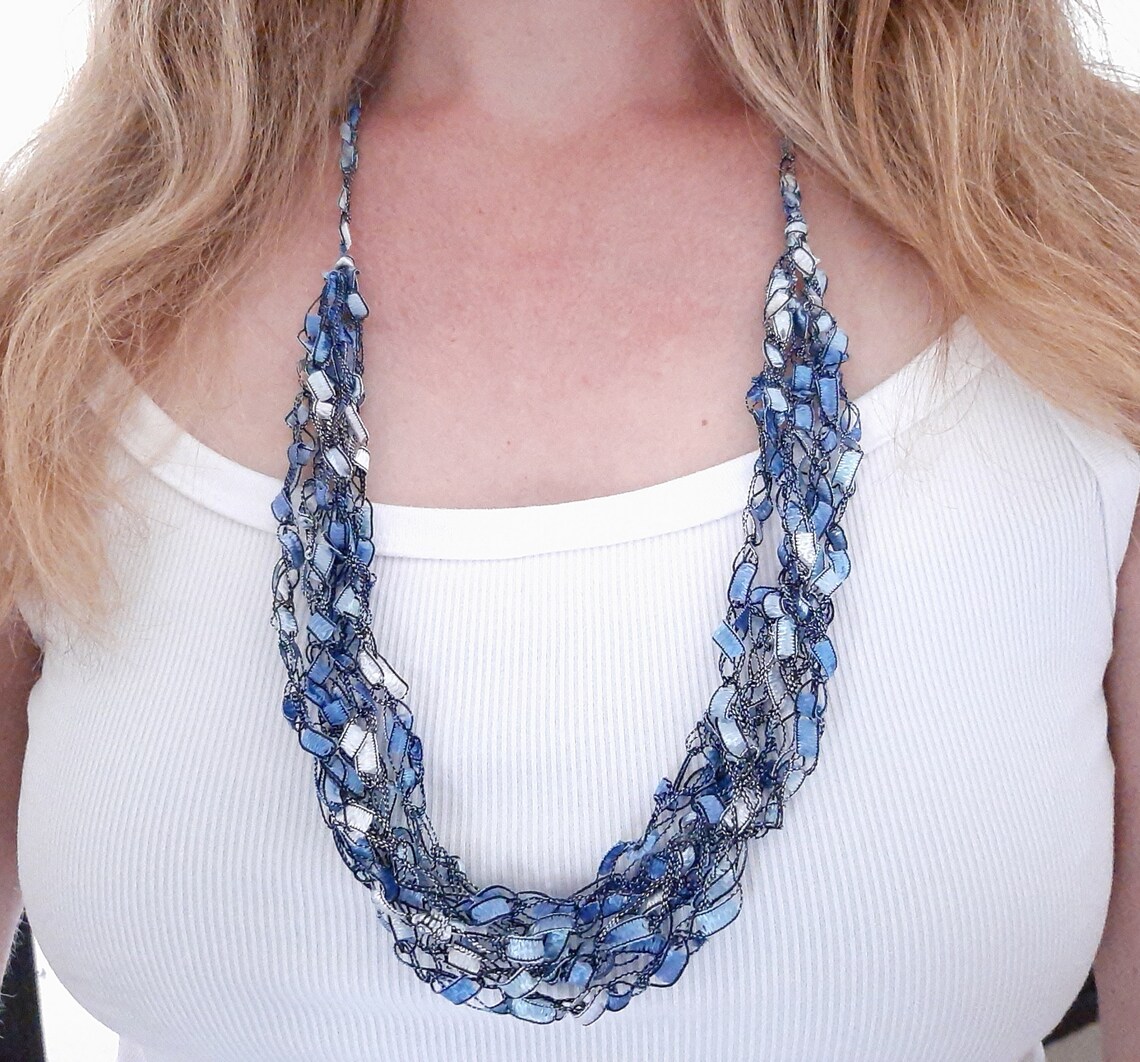 Crochet Pattern for Trellis Ladder Yarn Crocheted Multi-strand Necklace ...