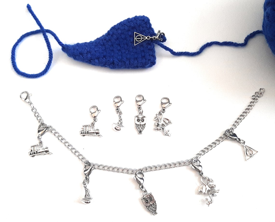 10 HP Wizard Stitch Markers for Crochet | Bracelet Chain for Storage ...
