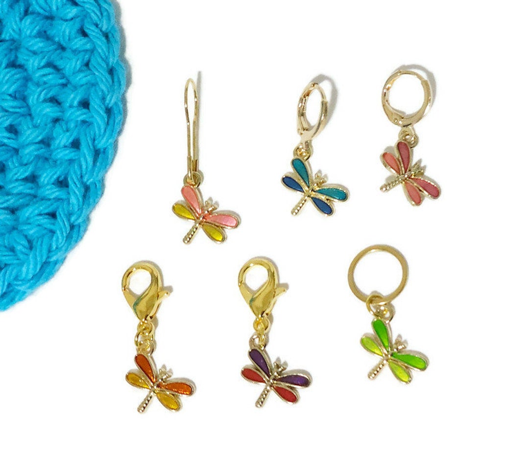Dragonfly Stitch Markers Set of 6 Colorful Firefly Knitting Crochet ...