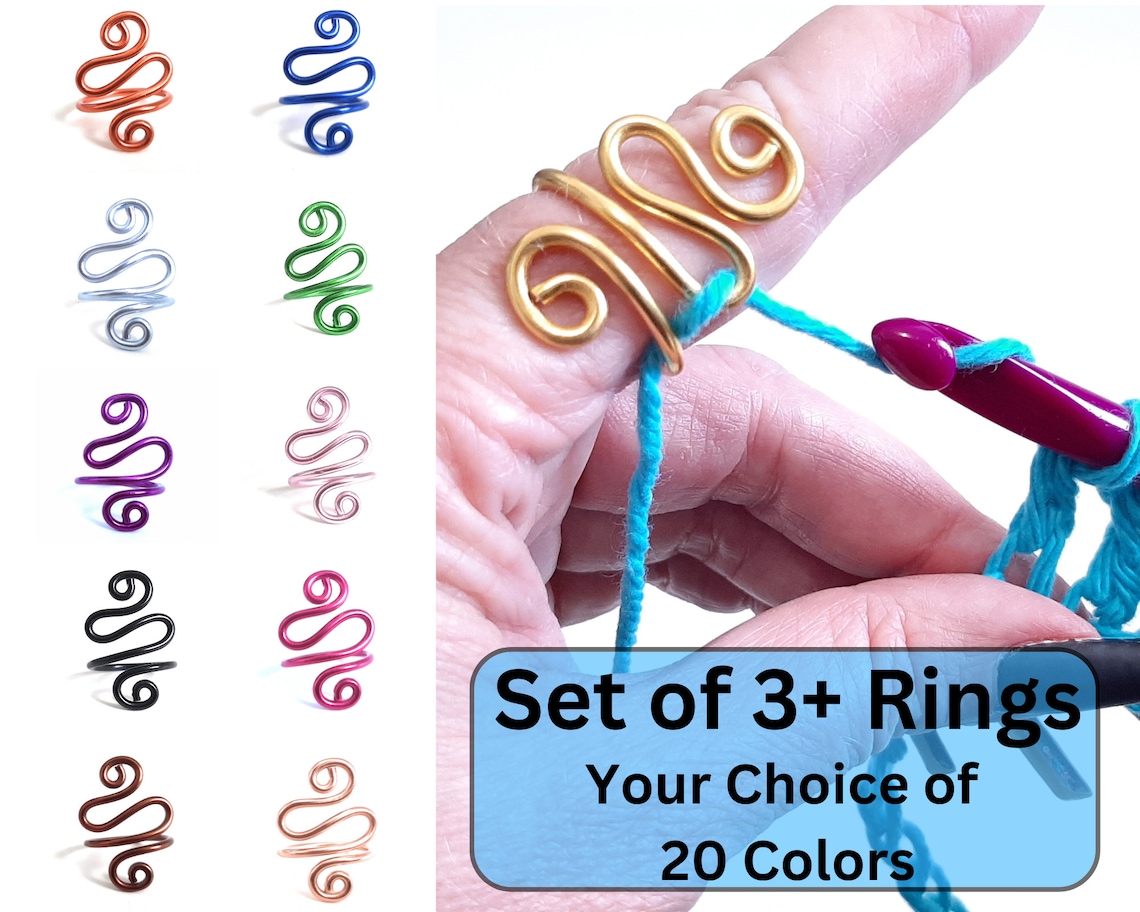 Set of 3 Handmade Zigzag Crochet Tension Rings Wire Wrapped - Etsy