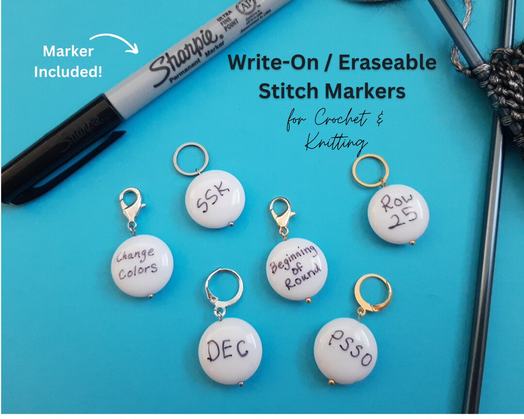 Write-on Eraseable Stitch Markers for Crocheting & Knitting | 8 ...
