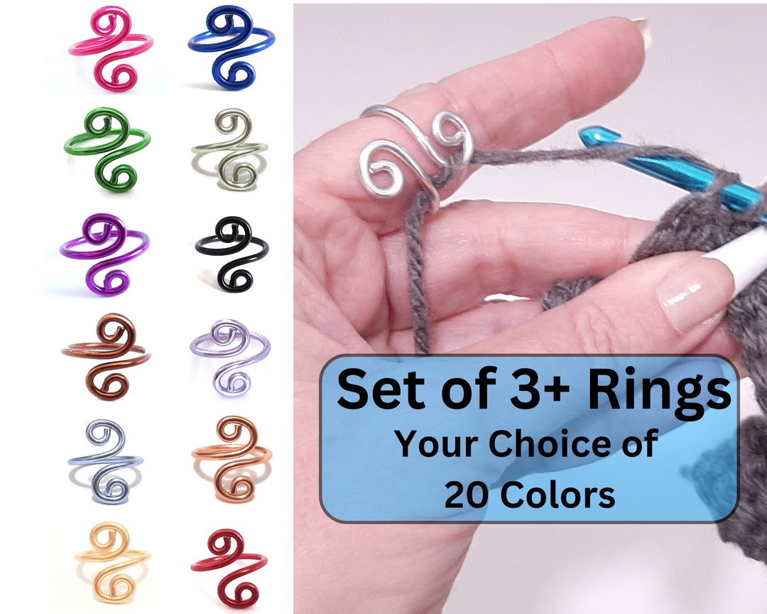 Set of 3+ Handmade Swirl Crochet Tension Rings | Wire Wrapped Knitting ...