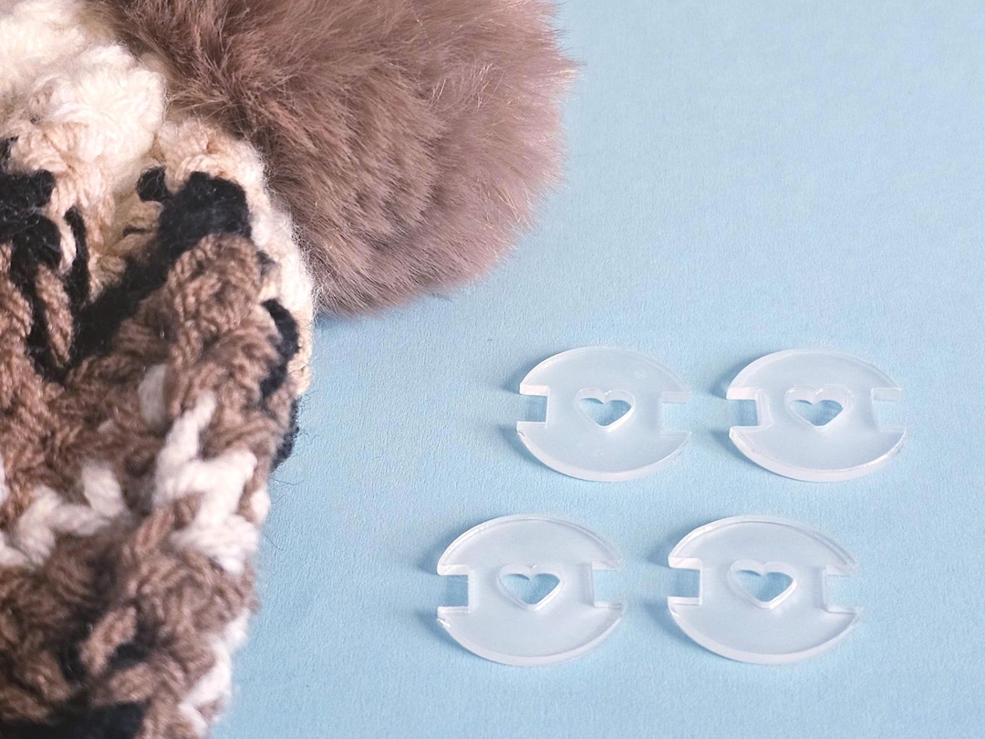 Acrylic or Wooden Pompom Button Fastener Set of 4 for Attaching Pompoms ...