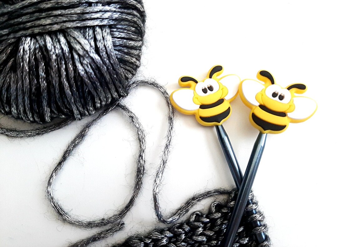 Bumble Bee Knitting Point Protectors Cute Animal Stitch Stopper Cap ...
