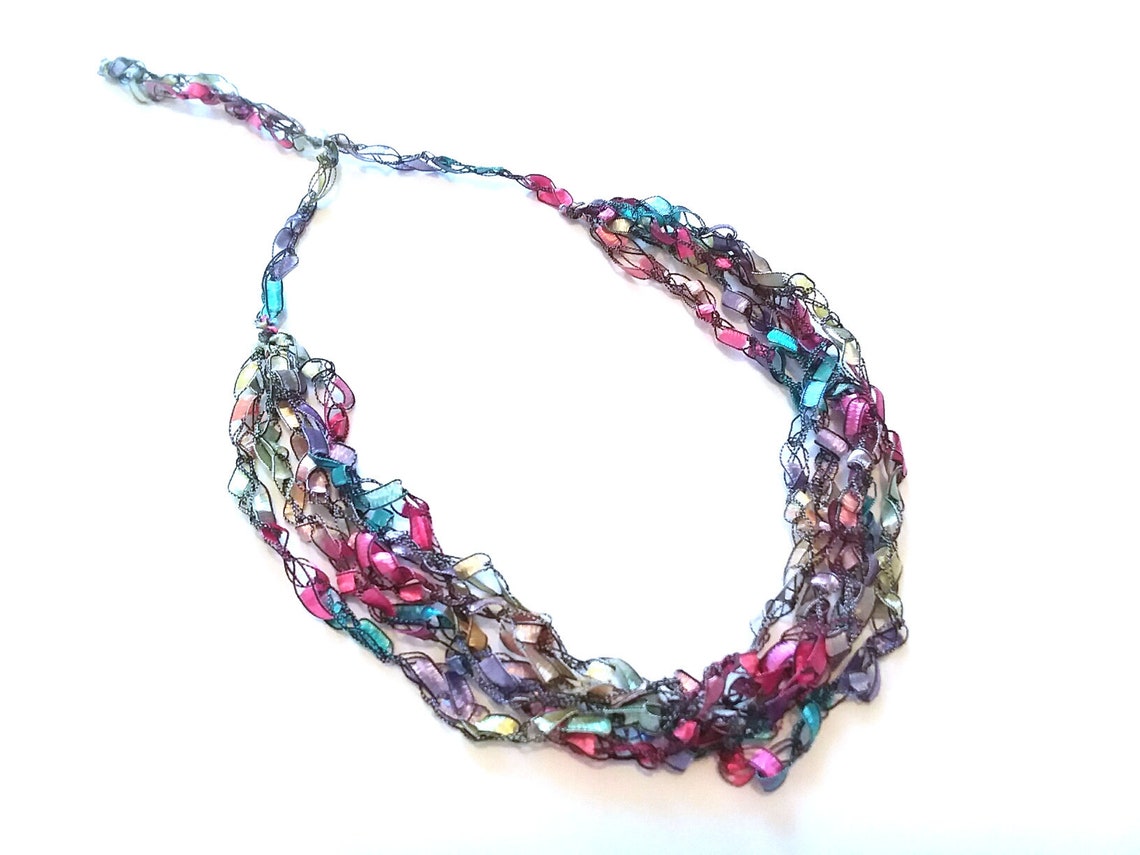 Crochet Pattern for Trellis Ladder Yarn Crocheted Multi-strand Necklace ...