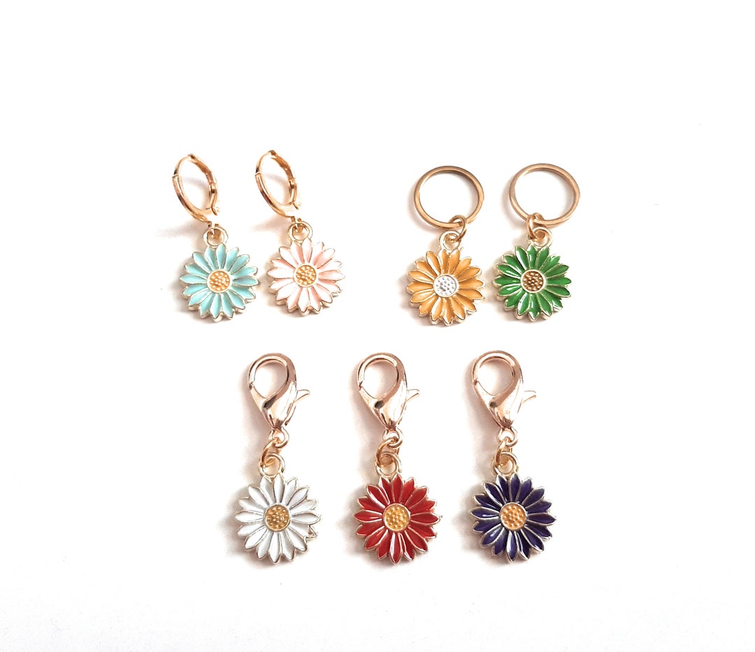 Daisy Flower Stitch Markers Set of 7 Colorful Small Knitting Crochet ...