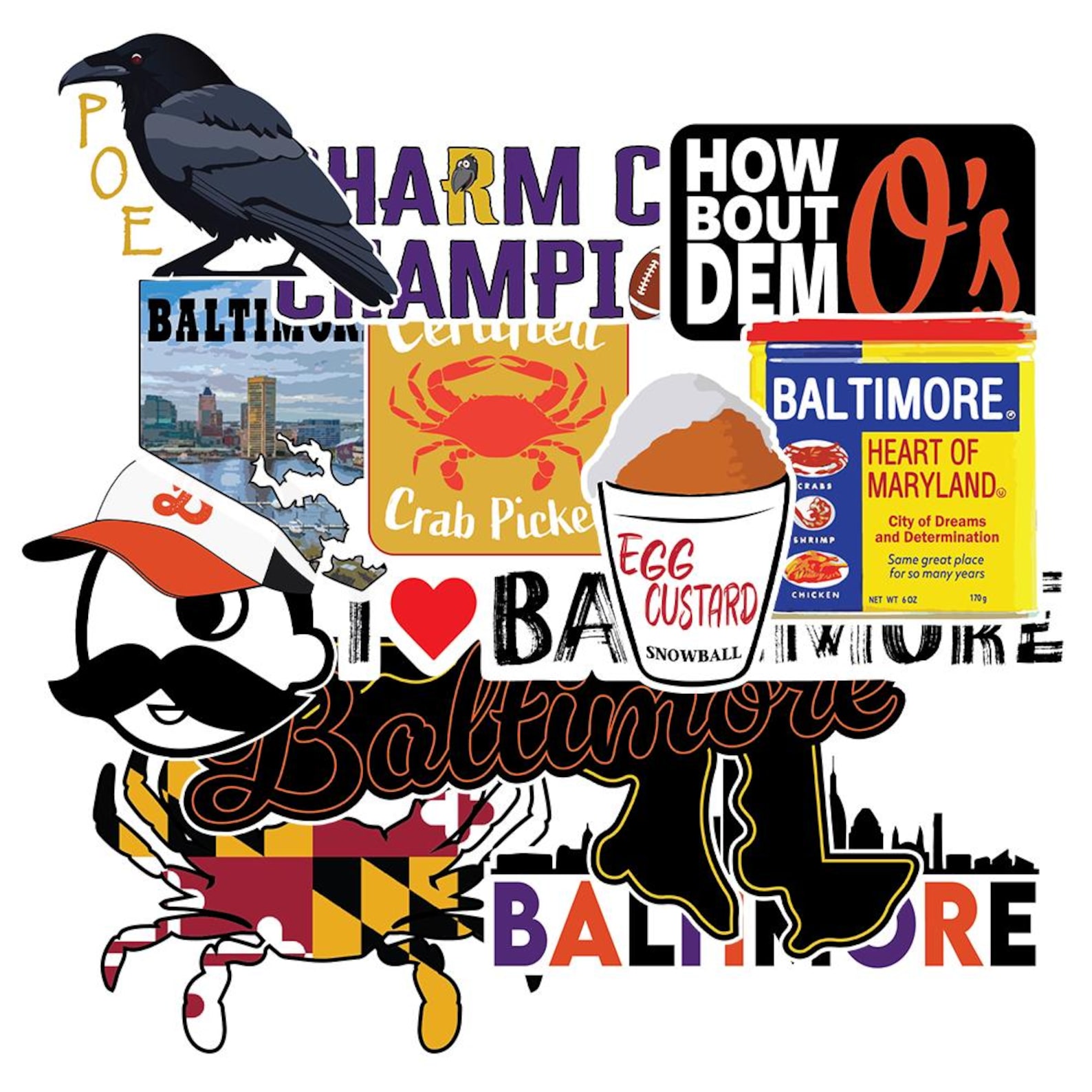 Baltimore - Charm City Stickers - Etsy