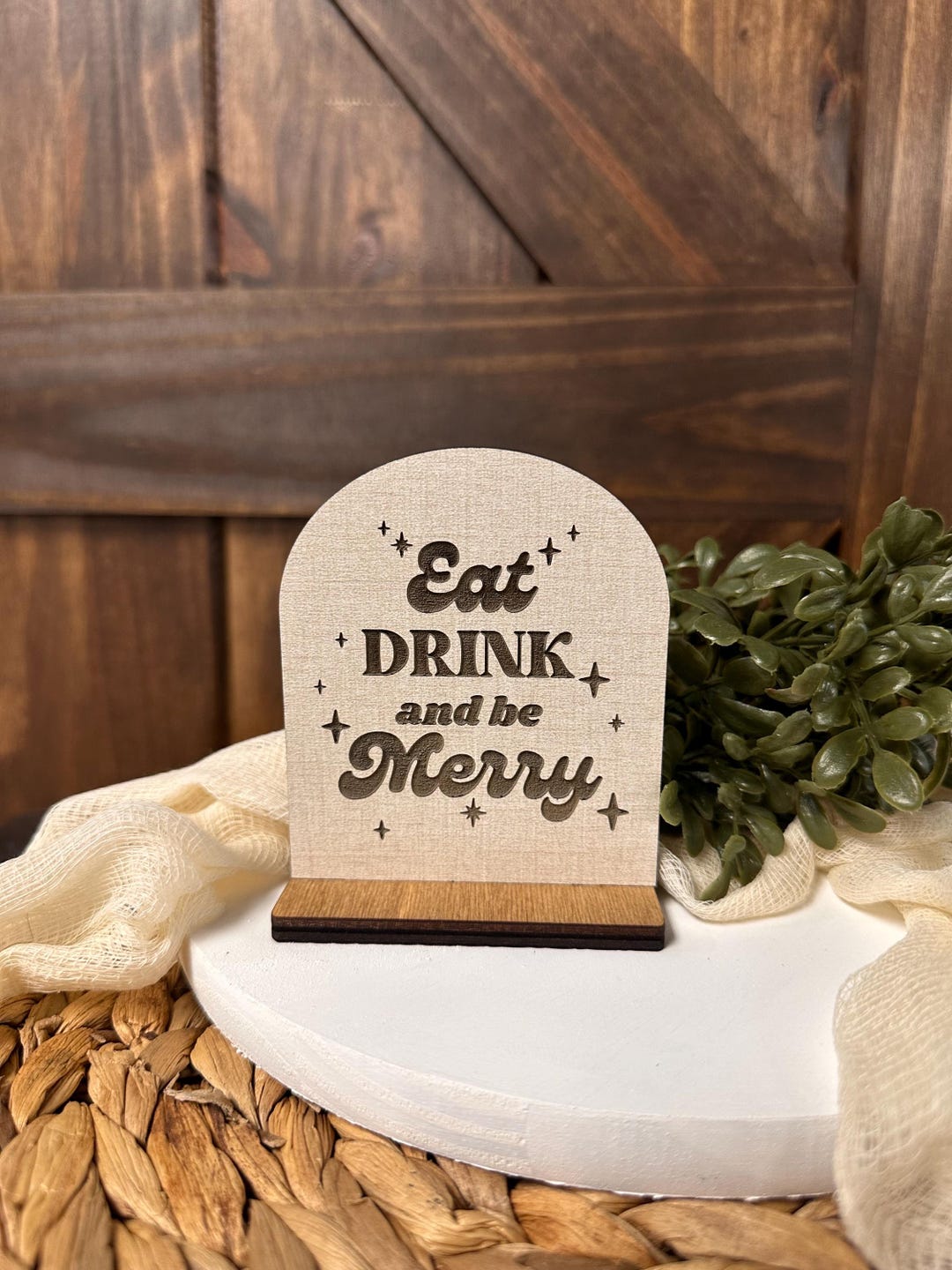 Eat Drink and Be Merry Arched Sign, Christmas Tiered Tray Sign, Merry ...
