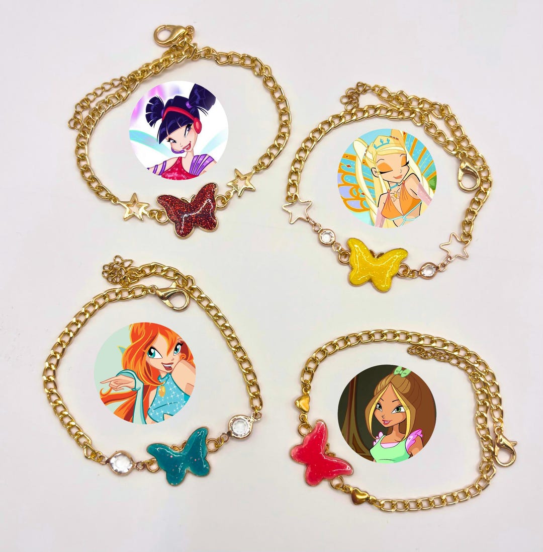 Winx Club Inspired Butterfly Charm Bracelet: Y2K Fairycore Enamel ...