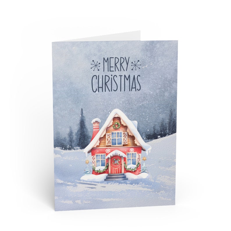 Vintage Gingerbread House Christmas Card, Watercolour Gingerbread House ...