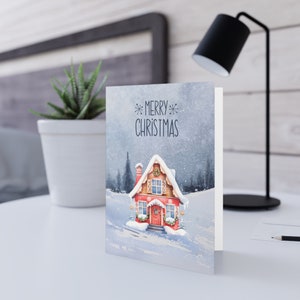 Vintage Gingerbread House Christmas Card, Watercolour Gingerbread House ...