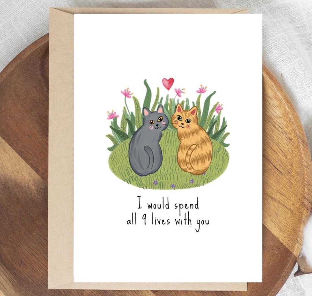 Cat Anniversary Card, Cat Lovers, Cat Valentine Card, Cat Wedding ...