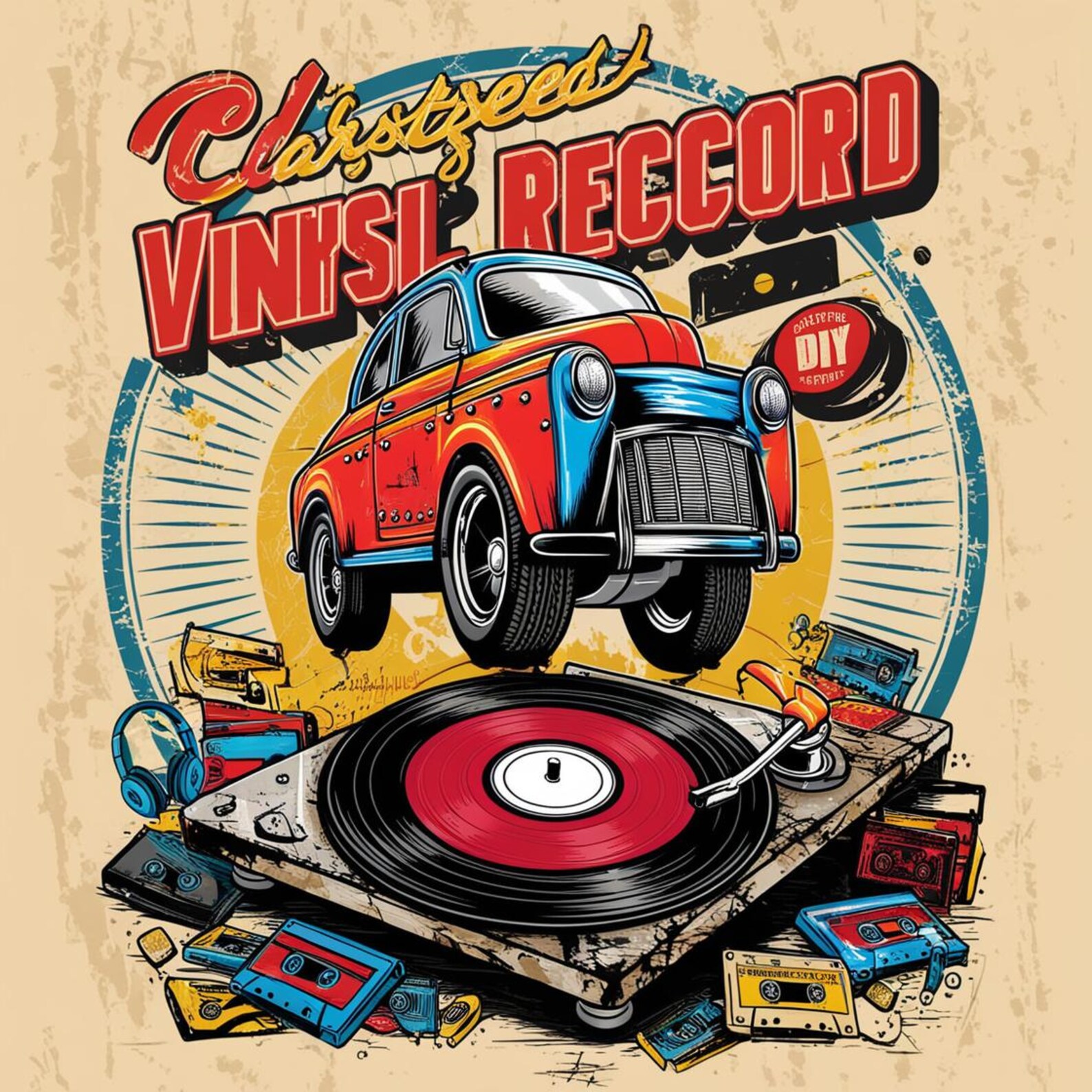 TITLE Break Beats-vinyl Records-scratch Retro T Shirt Design Bundle PNG ...