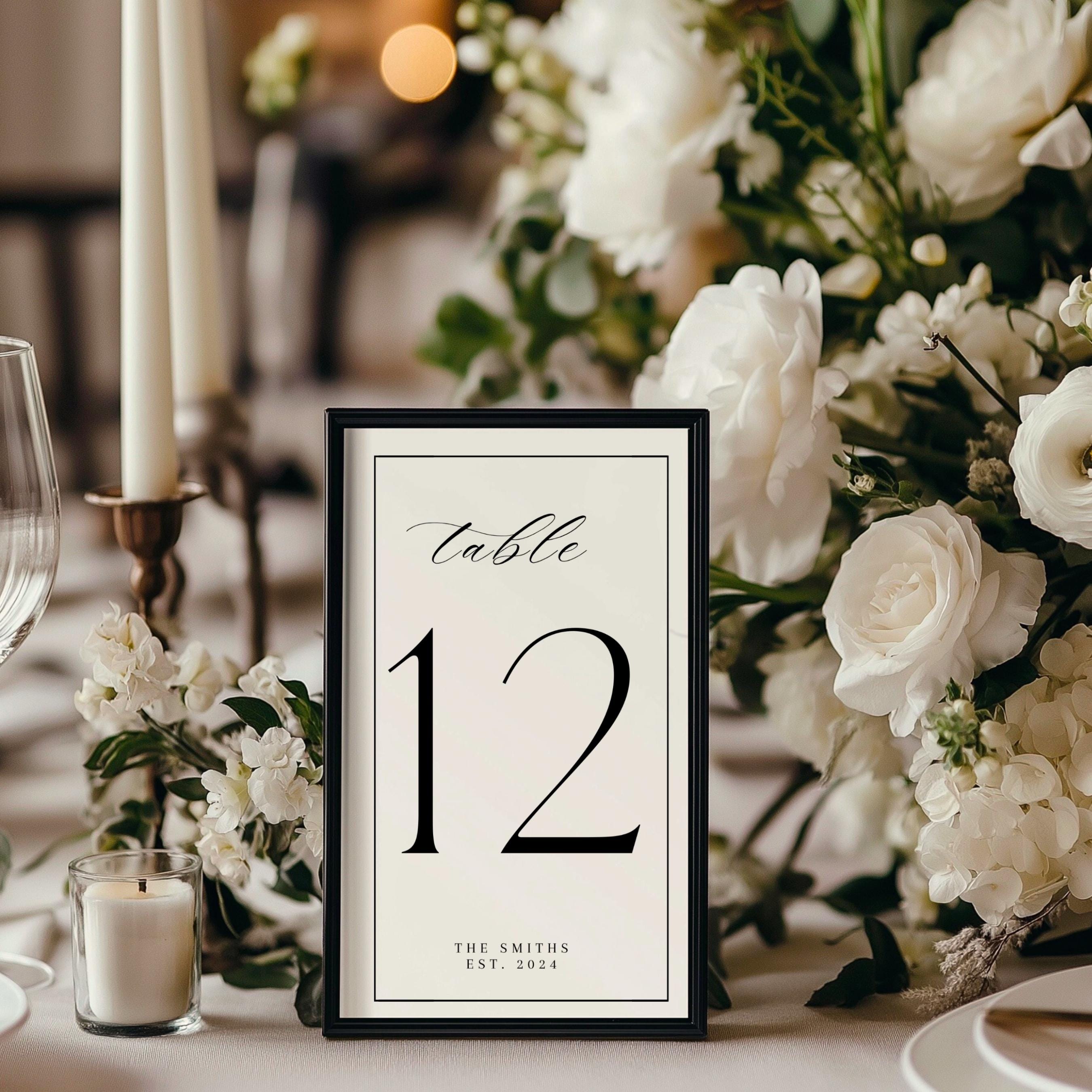 Wedding Table Number Canva Template, Minimalist Table Sign Printable, Table Card Digital ...