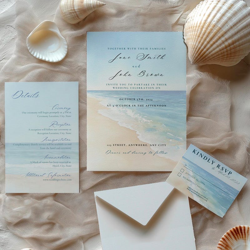 Beach Wedding Invitation - Etsy