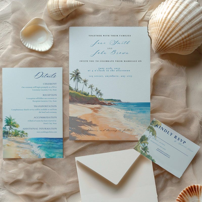 Beach Wedding Invitation - Etsy