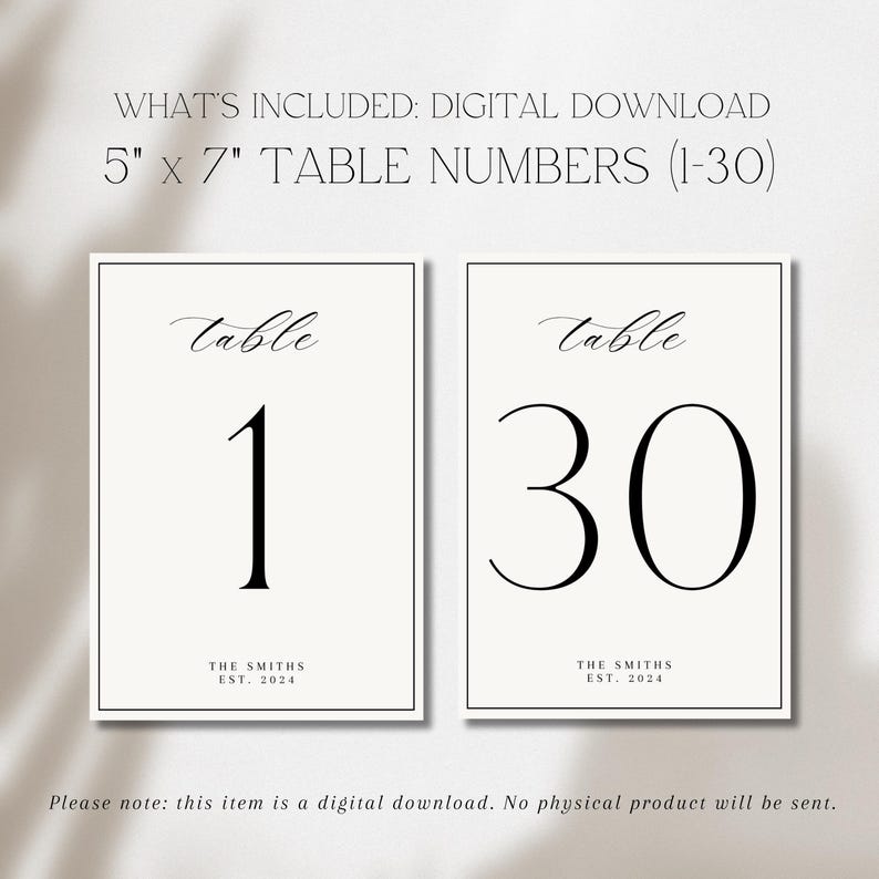 Wedding Table Number Canva Template, Minimalist Table Sign Printable ...