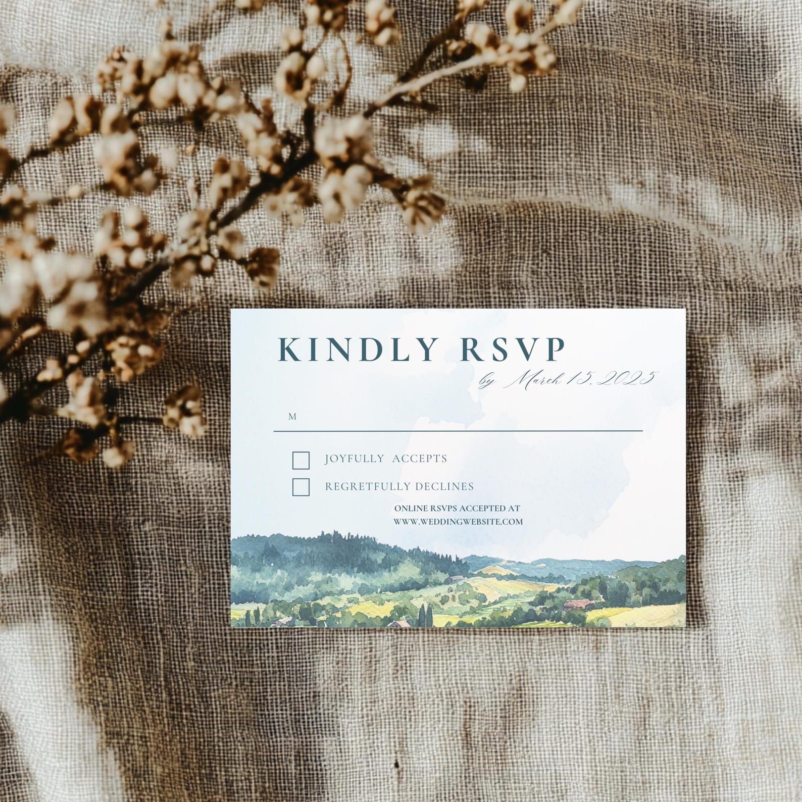 Watercolor Vineyard Wedding Invitation Suite, Canva Template, Digital Download, Printable Invite ...