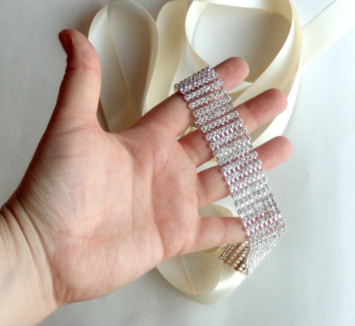 Sash - Silver Wedding Dress Sash or Headband - Custom Satin Ribbon ...
