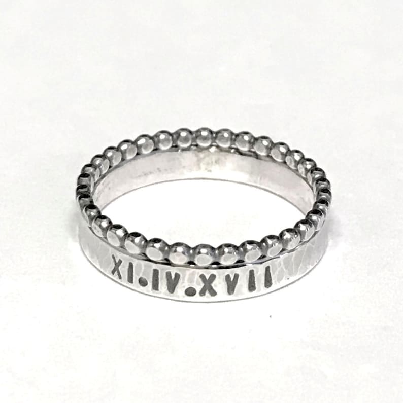 Ring Roman Numeral Ring Sterling Silver Wedding Date - Etsy