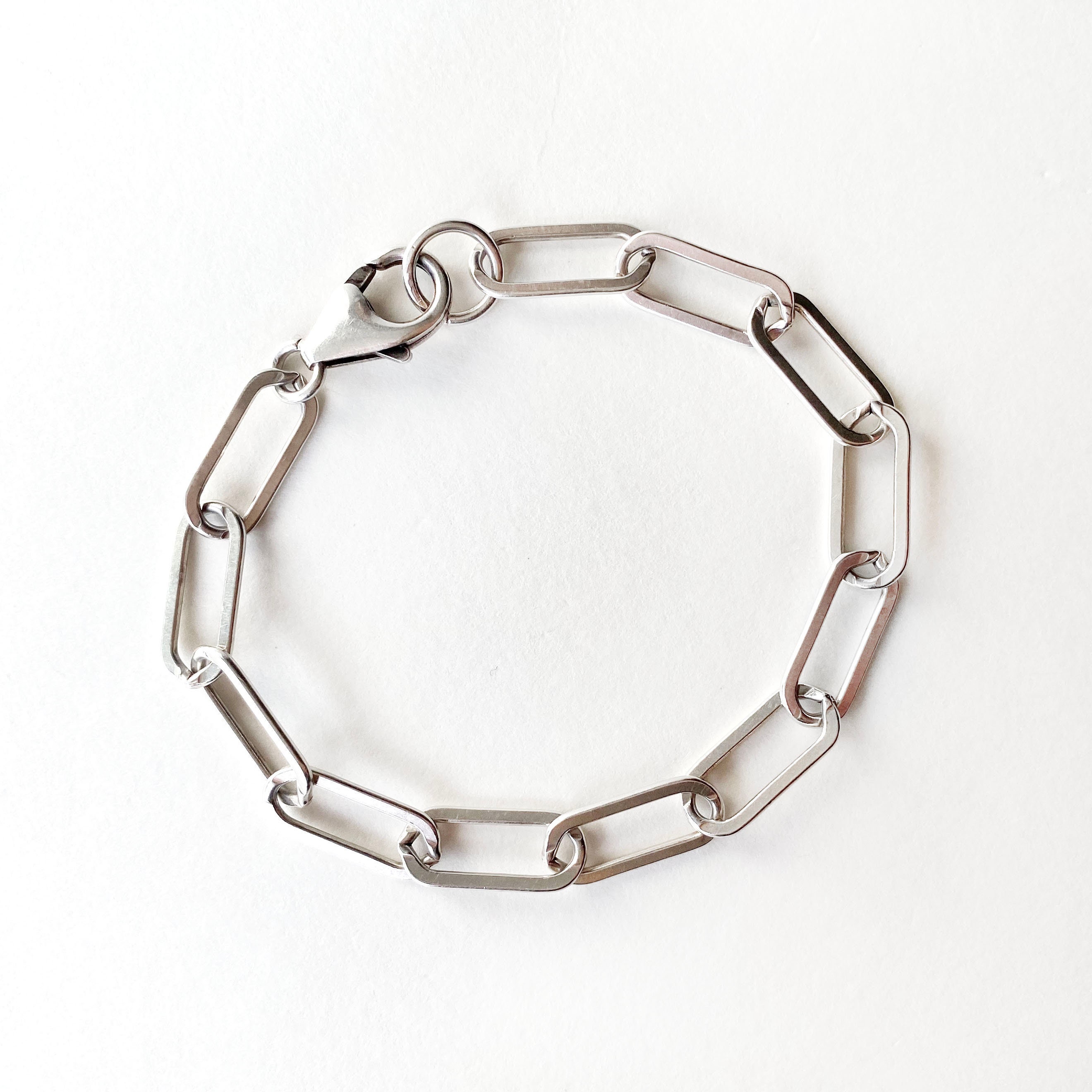 Bracelet Paperclip Chain Bracelet in Sterling Silver or 14k | Etsy