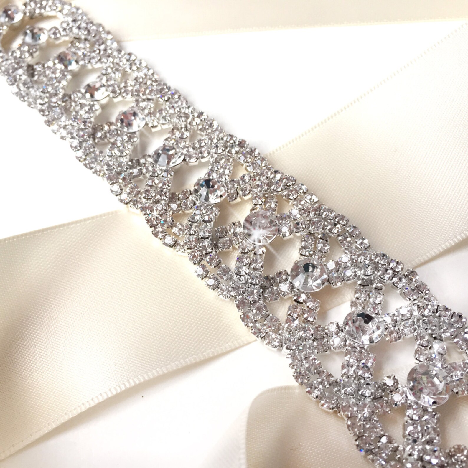 Sash Chic Silver and Rhinestone Wedding Dress Sash - Etsy