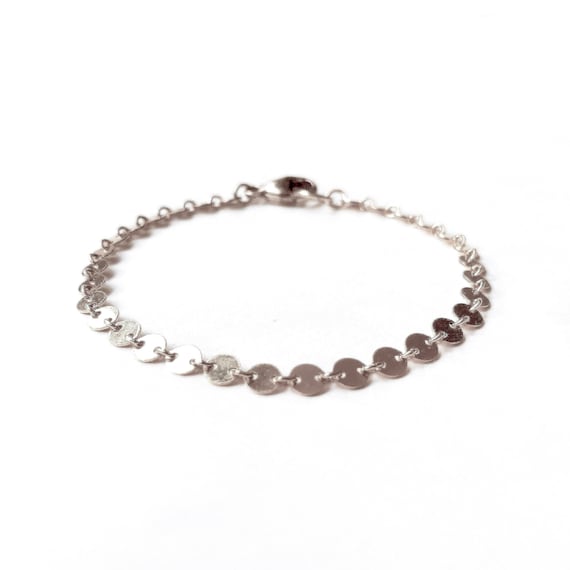 Bracelet Sterling Silver Disc Chain Bracelet 4mm Discs | Etsy