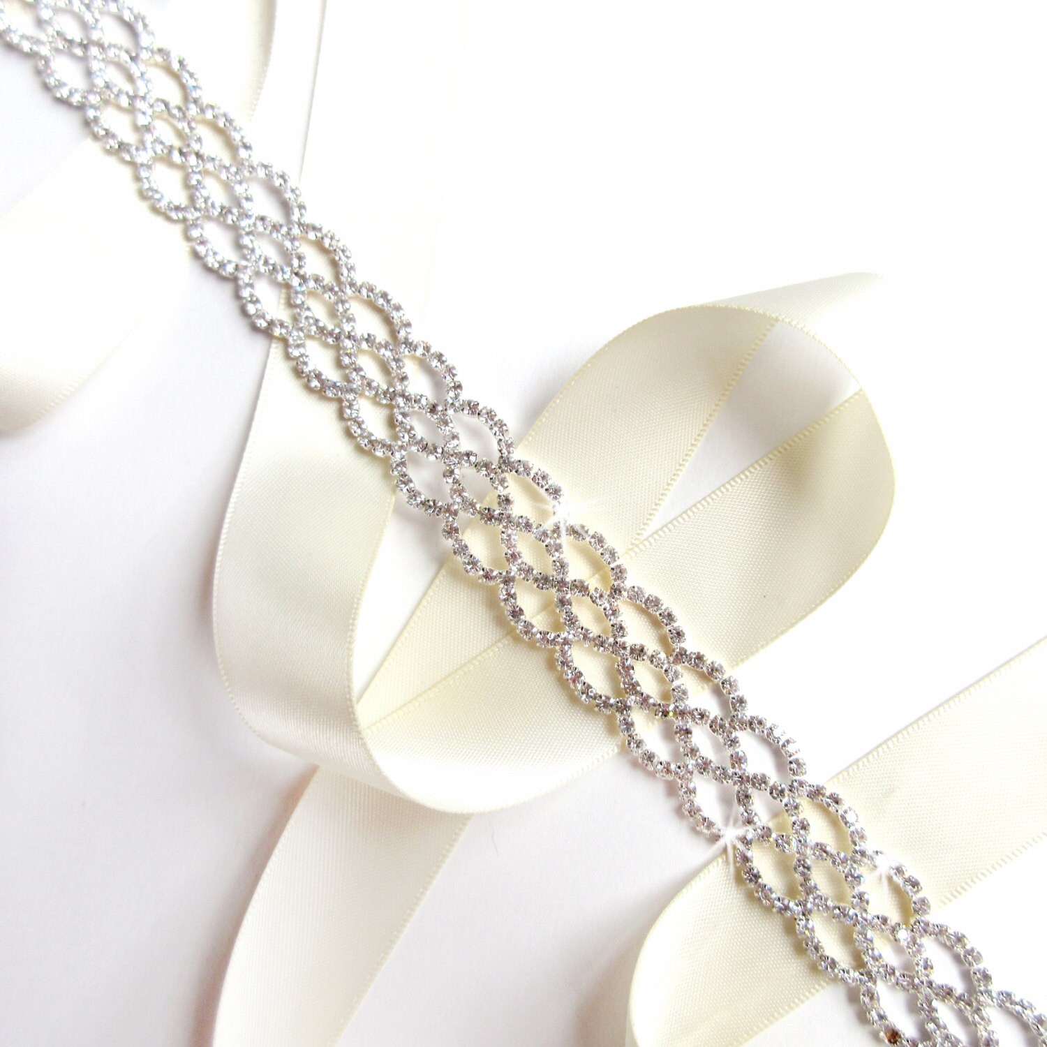 Sash Pretty Wedding Dress Sash with Rhinestones Bridal Belt | Etsy