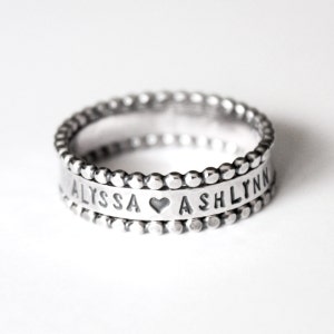 Ring - Sterling Silver Bead Band Stacker Ring - Stackable Rings - 925 ...