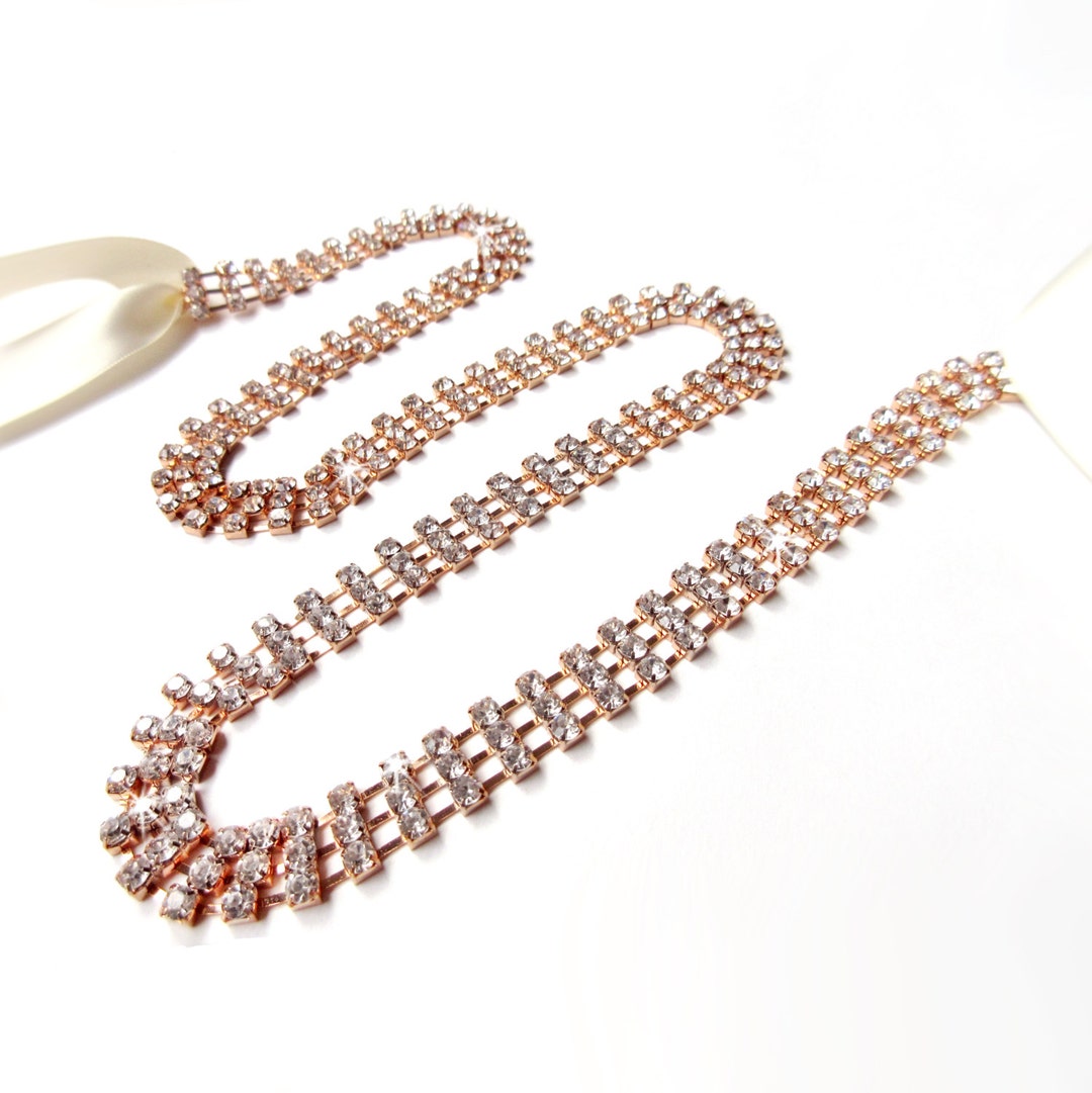 Sash Rose Gold Wedding Dress Sash Custom Satin Ribbon Extra Long ...