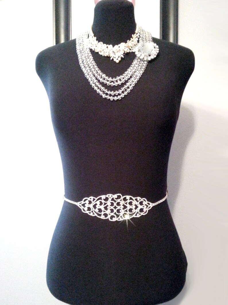 SALE! Silver Scroll Rhinestone Bridal Belt Sash or Headband - Custom ...