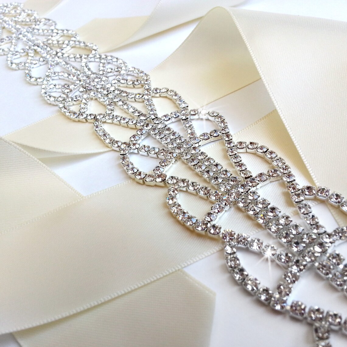 Sash Art Deco Silver Rhinestone Wedding Dress Sash Silver | Etsy
