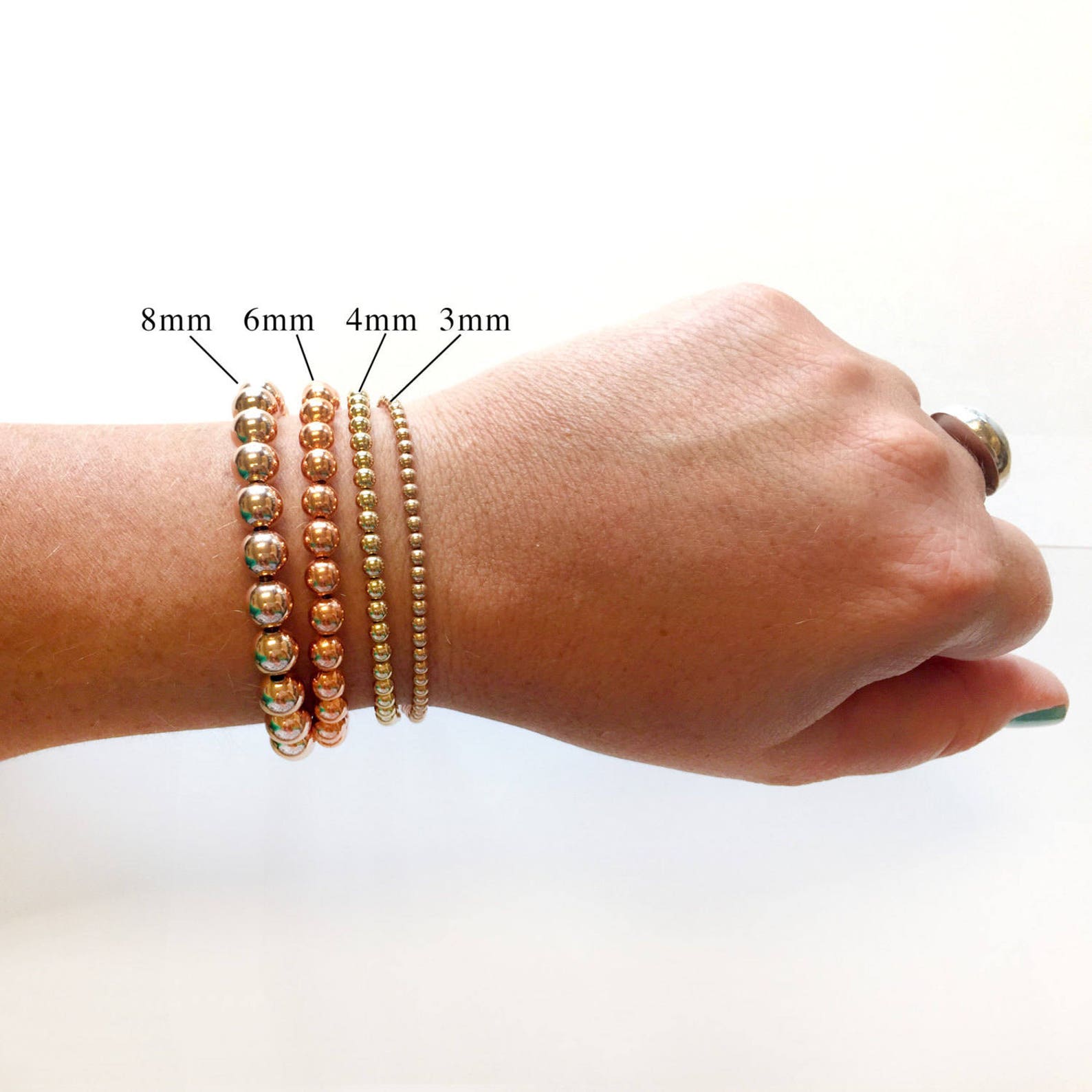 Bracelet - 10mm 14k Gold Filled Bead Bracelet - Everyday Wear - Gold ...