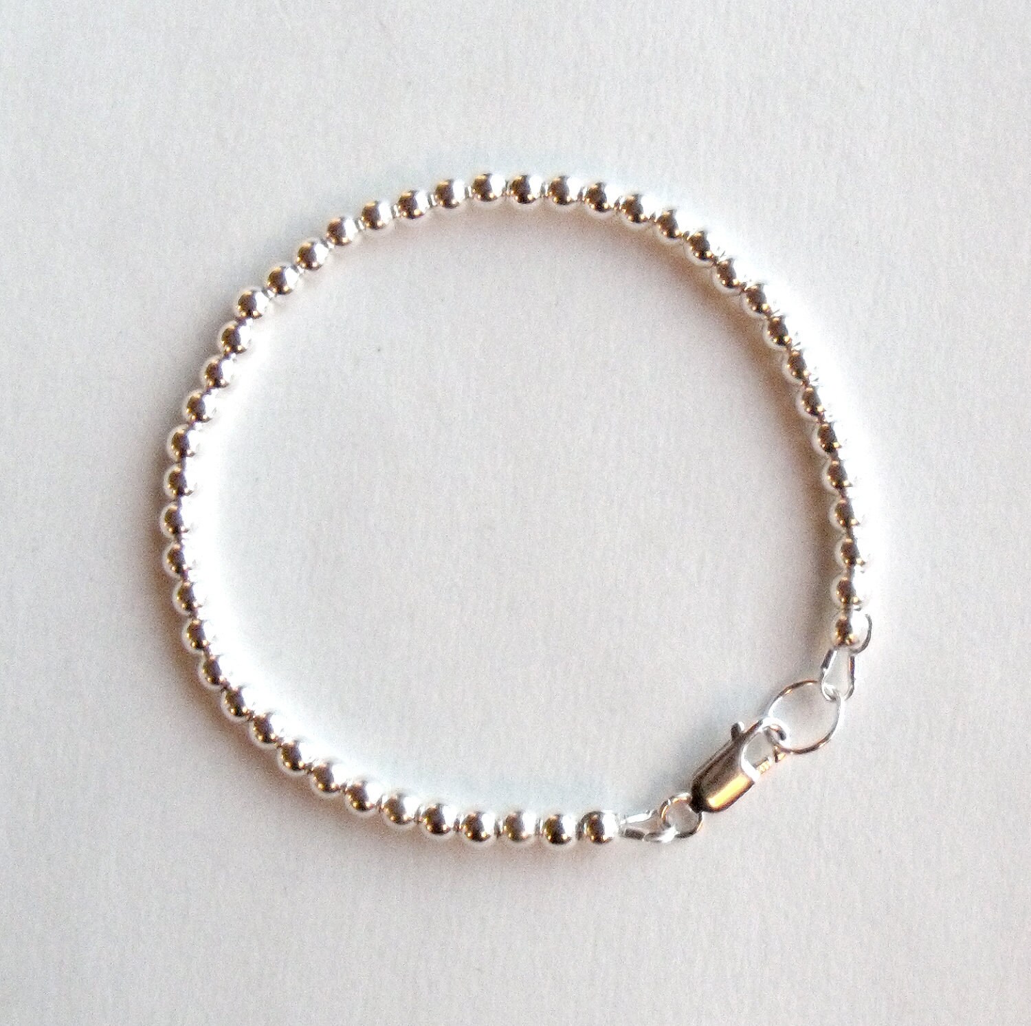 Bracelet - 4mm Sterling Silver Bead Bracelet - Everyday Wear - Sterling ...