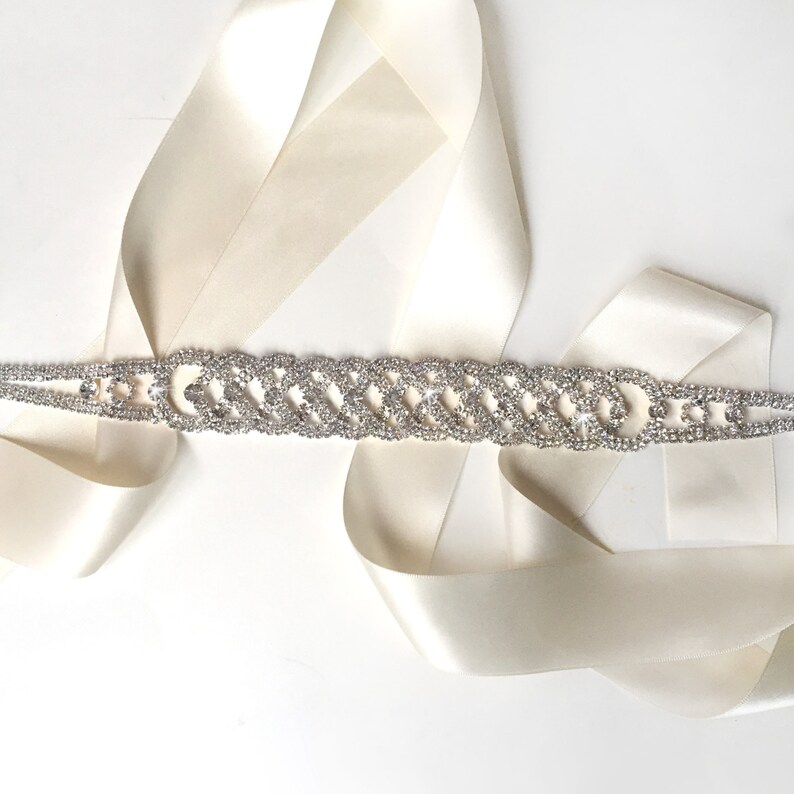 Sash Chic Silver and Rhinestone Wedding Dress Sash - Etsy