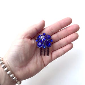 Comb Cobalt Blue and Gunmetal Hair Piece Vintage Style Brooch Bridal ...