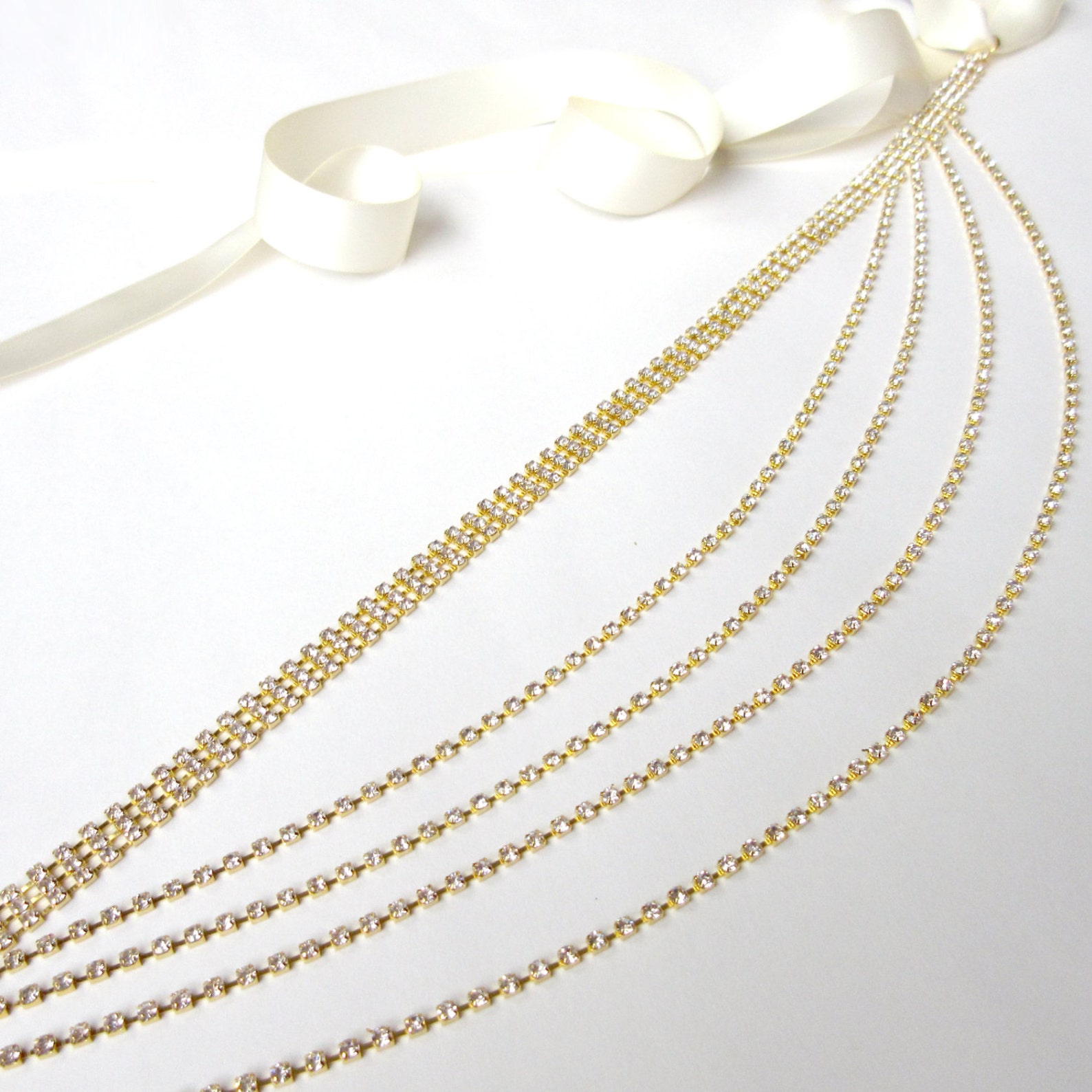 Sash Draped Gold Wedding Dress Sash Custom Satin Ribbon | Etsy