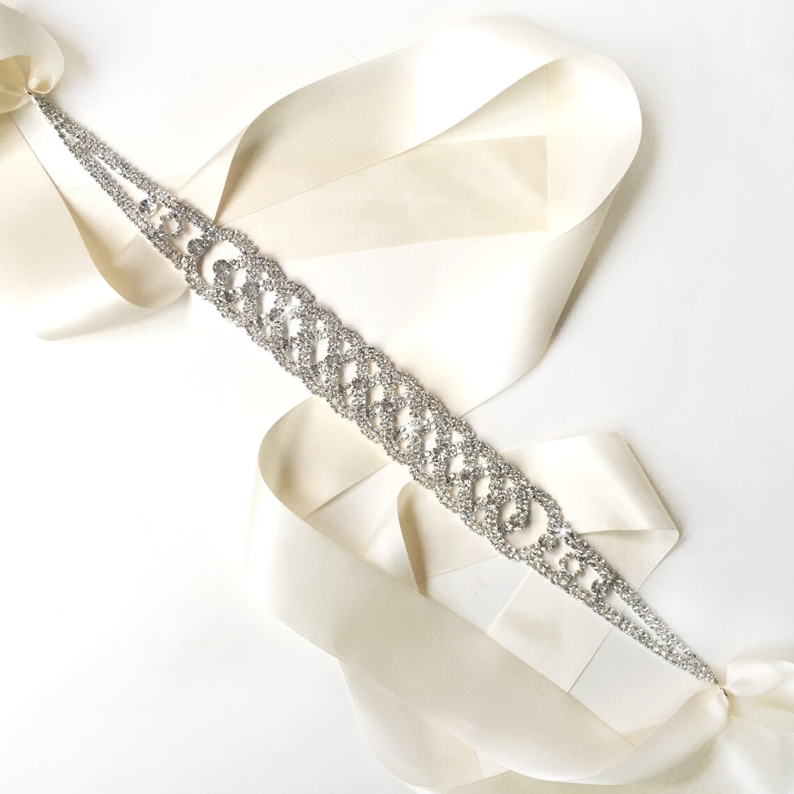 Sash Chic Silver and Rhinestone Wedding Dress Sash - Etsy