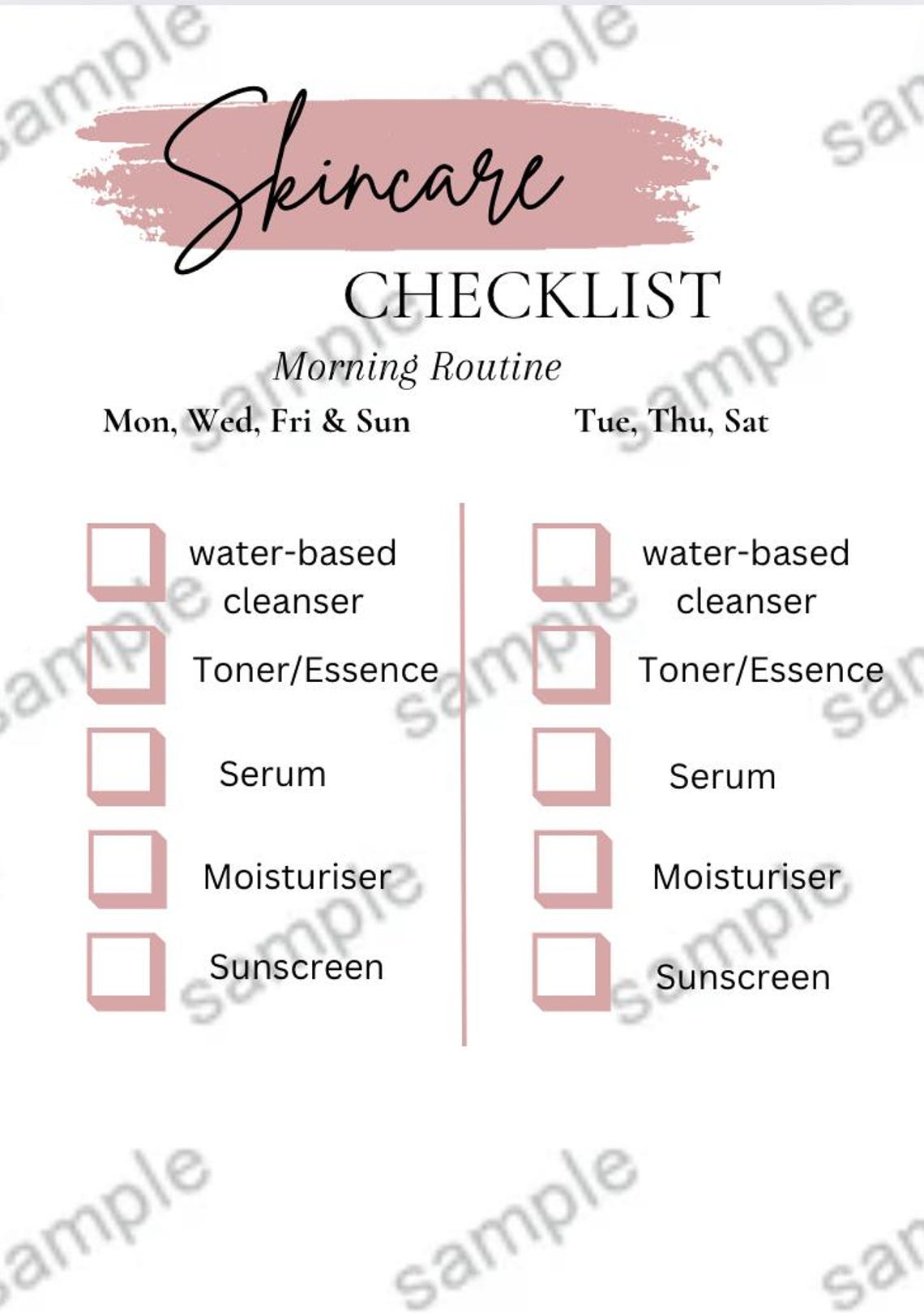 Daily Skincare Checklist Printable Editable Template Canva PDF - Etsy