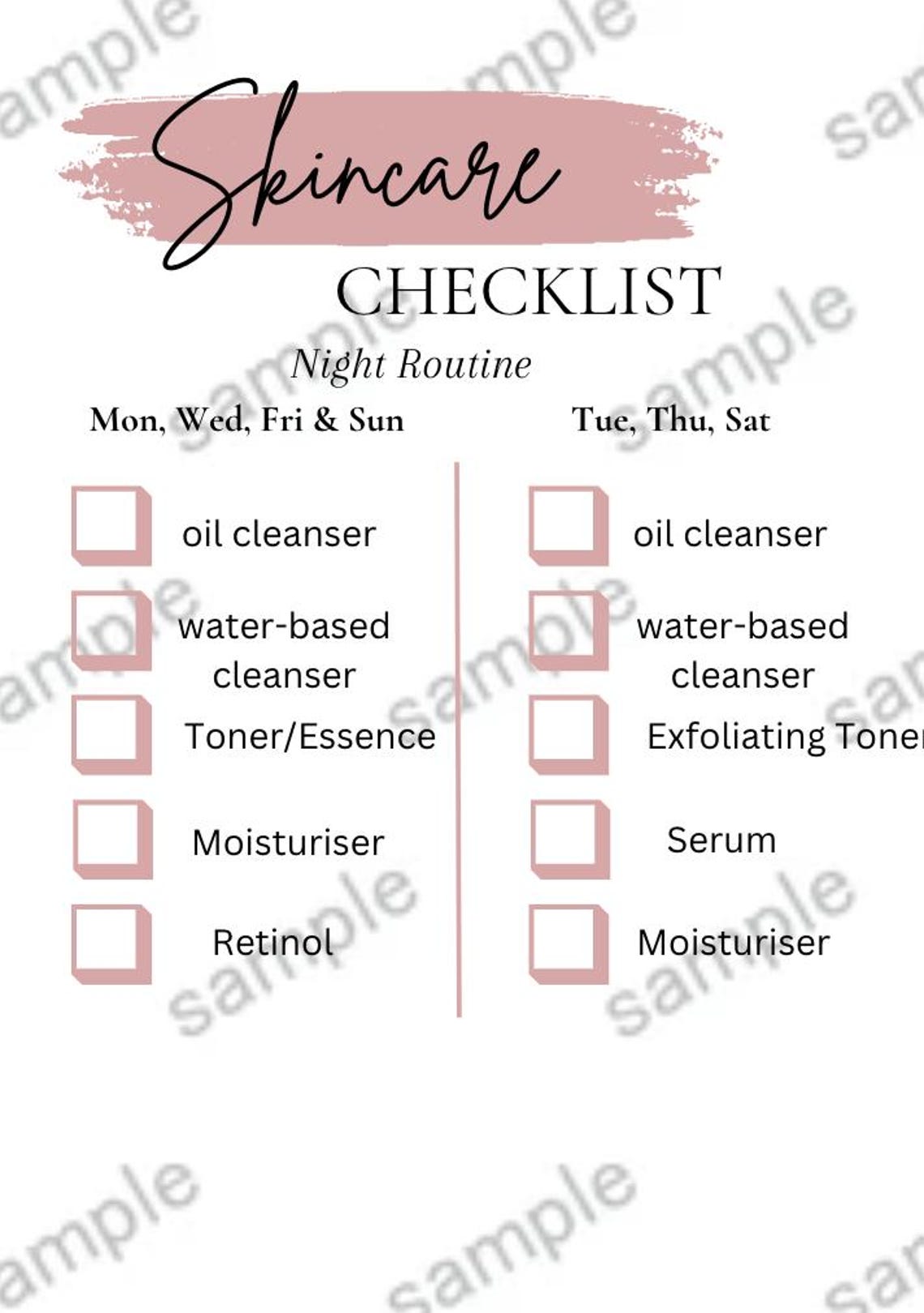 Daily Skincare Checklist Printable Editable Template Canva PDF - Etsy