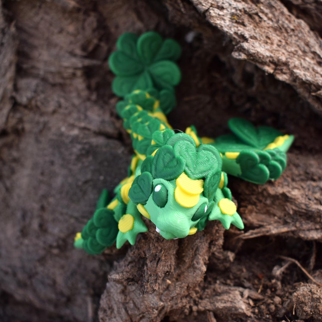 3d Printed Spring Clover Dragon, Articulated Kid's Toy - Etsy