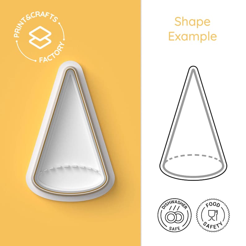 Cone Cookie Cutter – Geometric Cone Shape Biscuit Mold, 3D Geometry ...