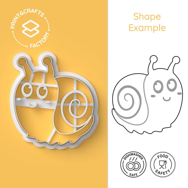 Cute Snail Cookie Cutter - Kawaii Snail, Cartoon Snail, Happy Snail ...