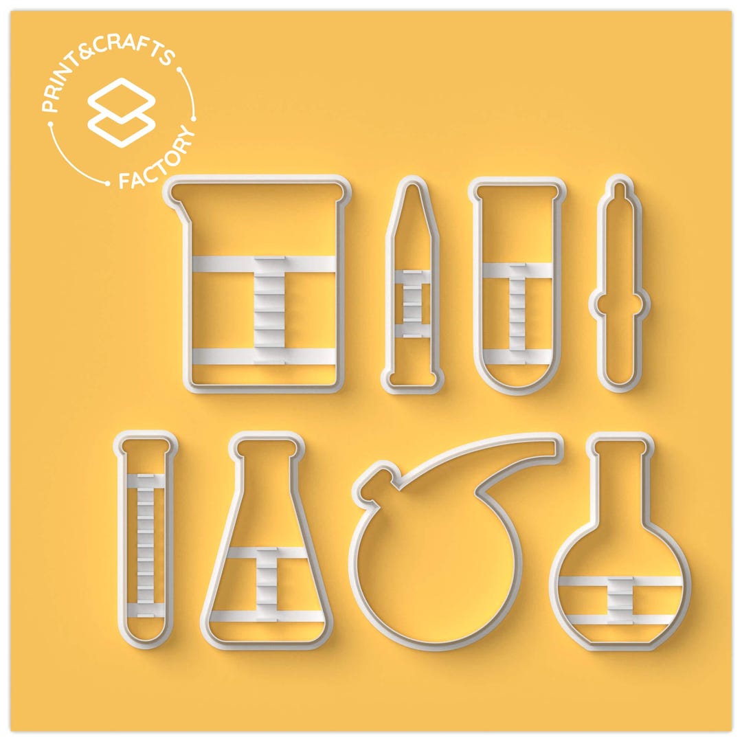Set Chemistry Flask Cookie Cutter - Science Lab Equipment Cookie Cutter ...