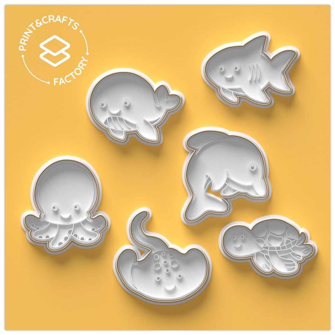 Cute Animal Sea Cookie Cutter - Whale, Dolphin, Octopus, Shark, Streak ...
